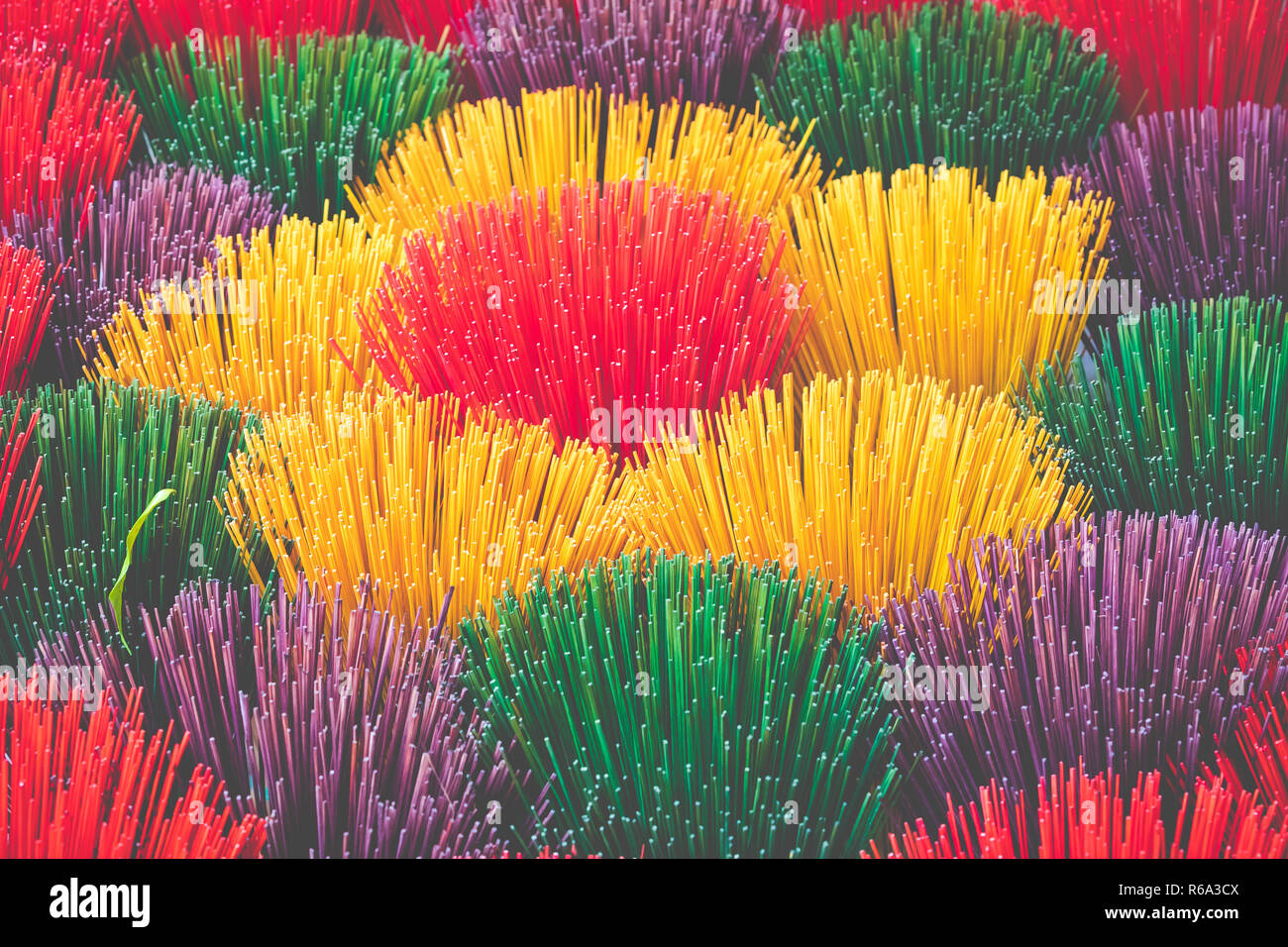Large display of colorful Incense sticks on sale at a Vietnam village ...
