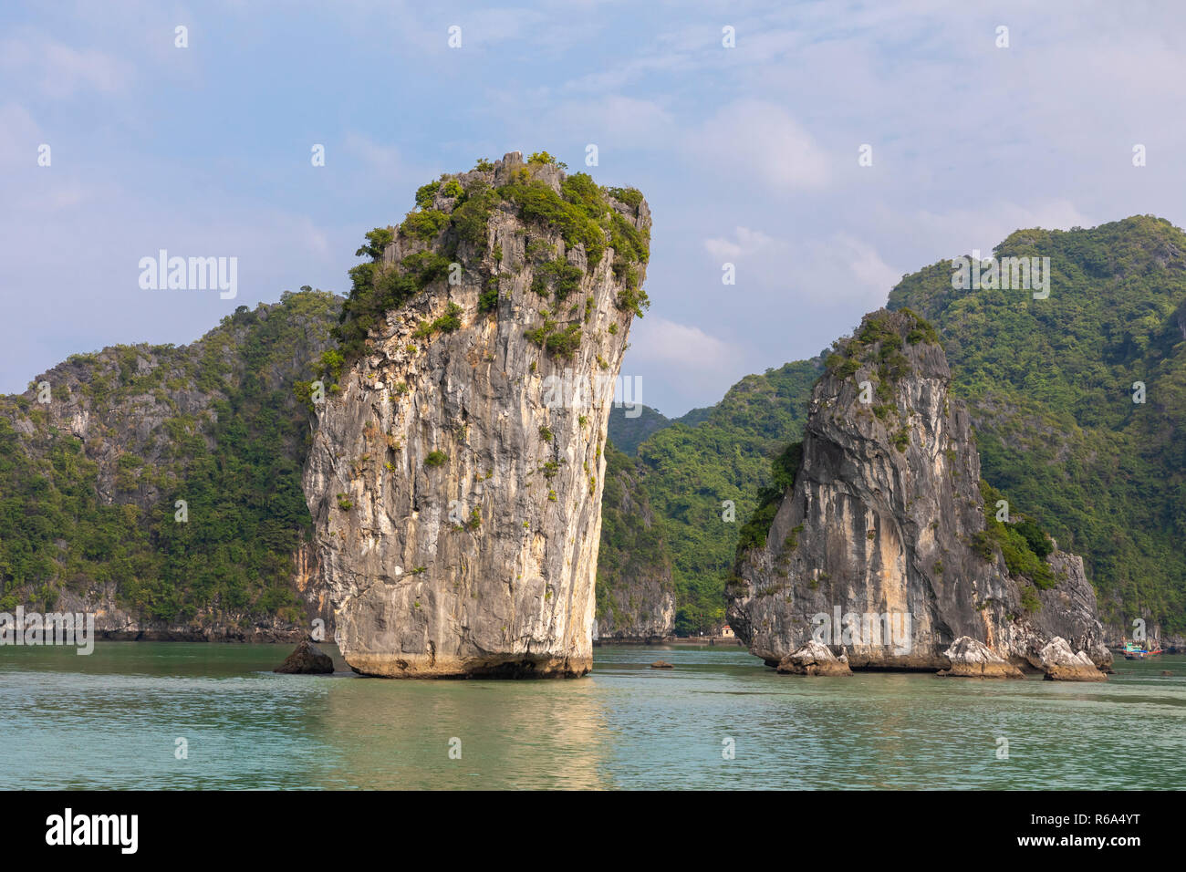 Halong Bay, Vietnam. Unesco World Heritage Site. Traditional tourist ...