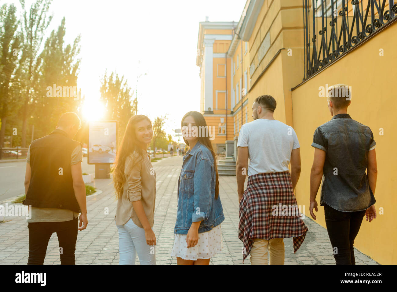 Beautiful girls walking Stock Photo - Alamy