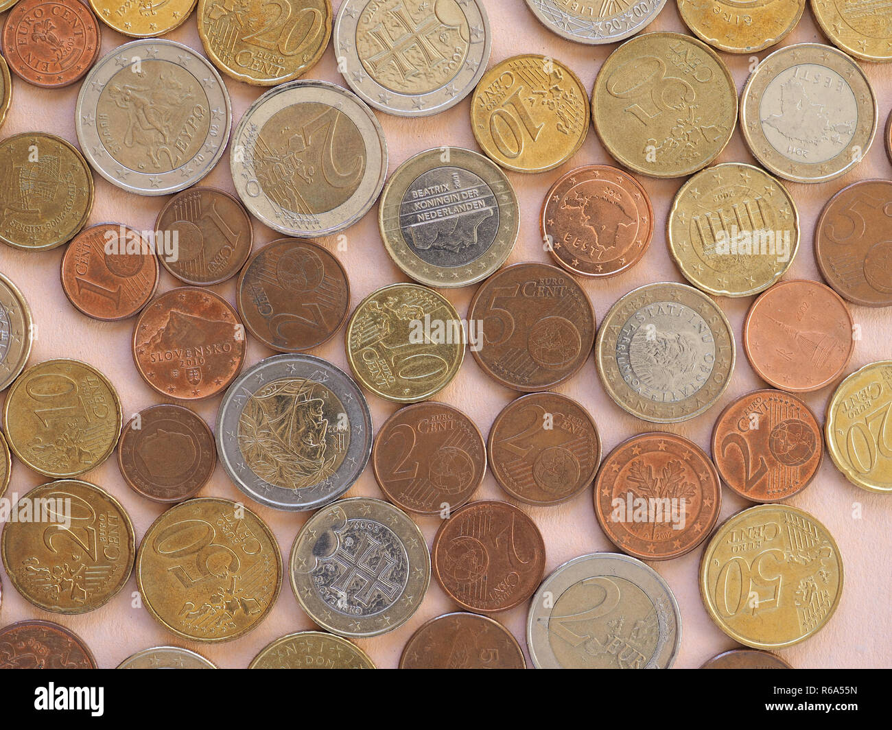 Euro coins, European Union background Stock Photo - Alamy
