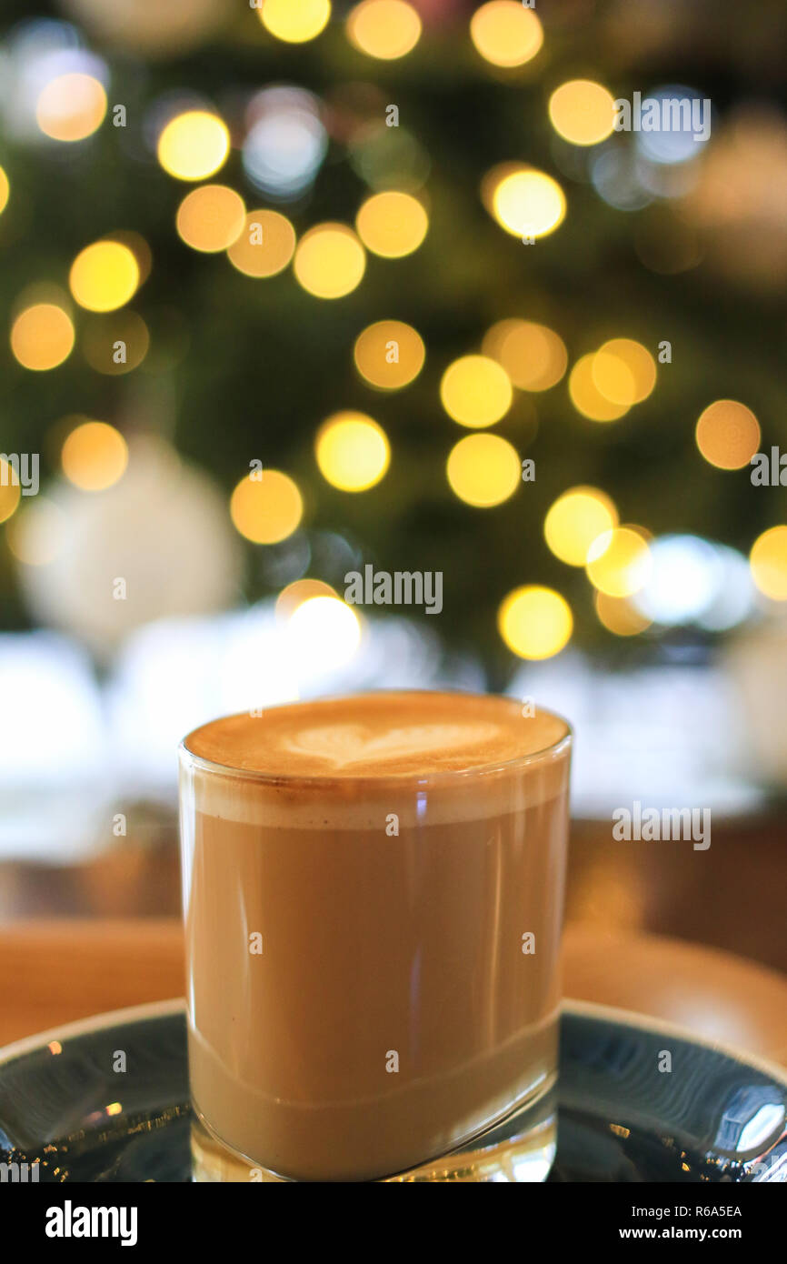 cafe latte art with bokeh background Stock Photo - Alamy