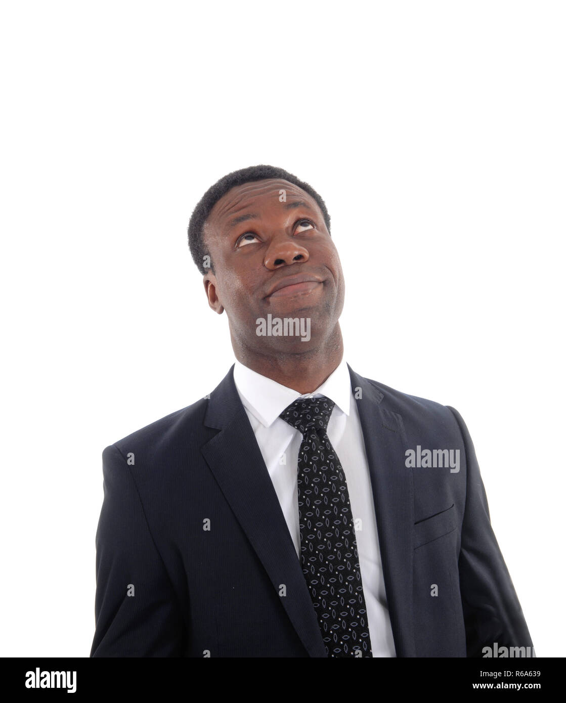 Portrait of a business man looking up Stock Photo - Alamy