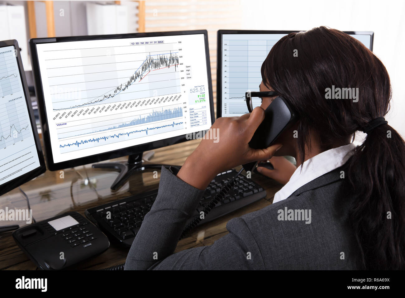 Stock Market Broker Talking On Telephone Stock Photo - Alamy