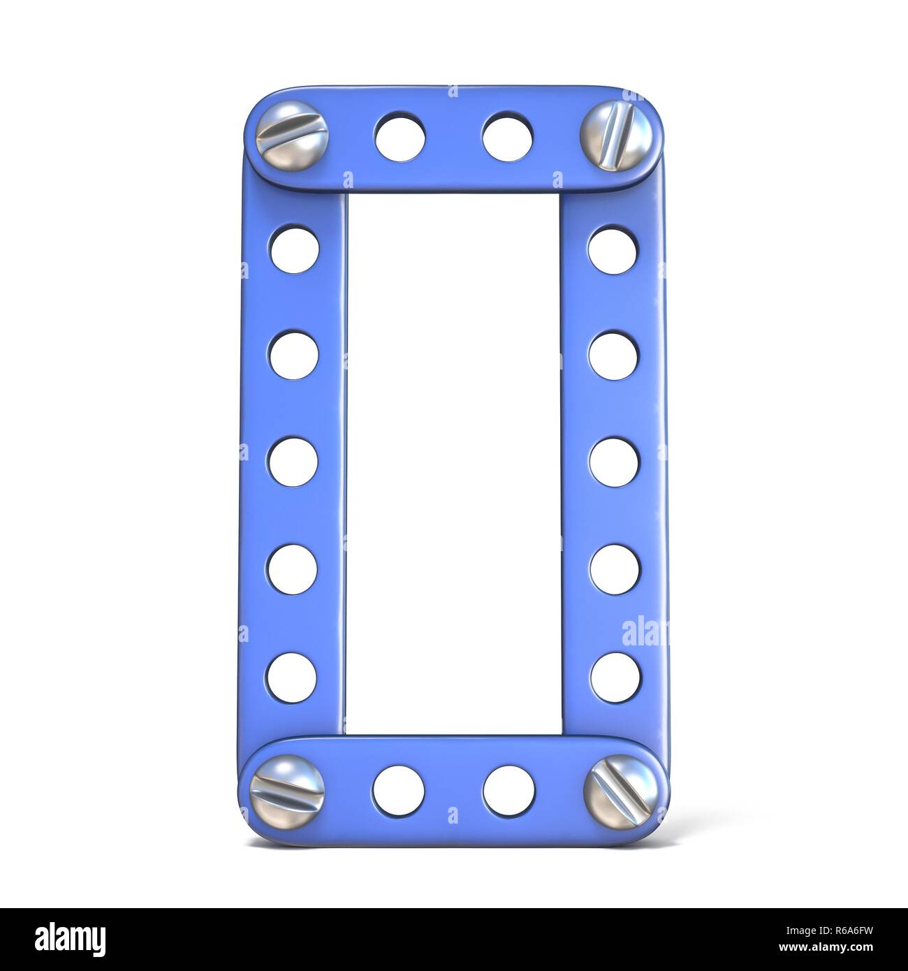Alphabet made of blue metal constructor toy Letter O 3D Stock Photo - Alamy