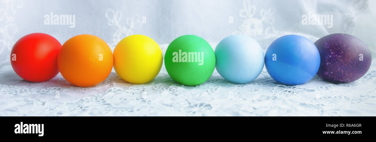 Colorful Row Of Easter Eggs Stock Photo - Alamy
