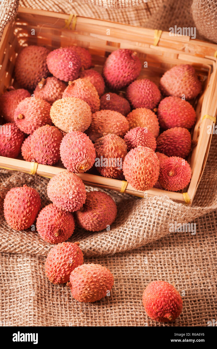 fruit basket with lychees Stock Photo - Alamy