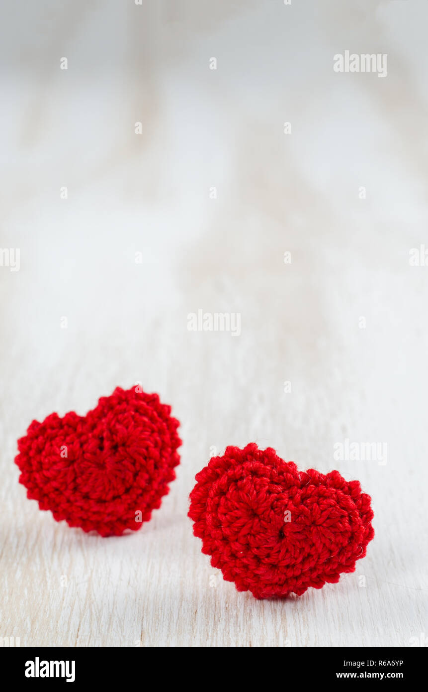 Greeting card for Valentine's Day with red hearts Stock Photo - Alamy