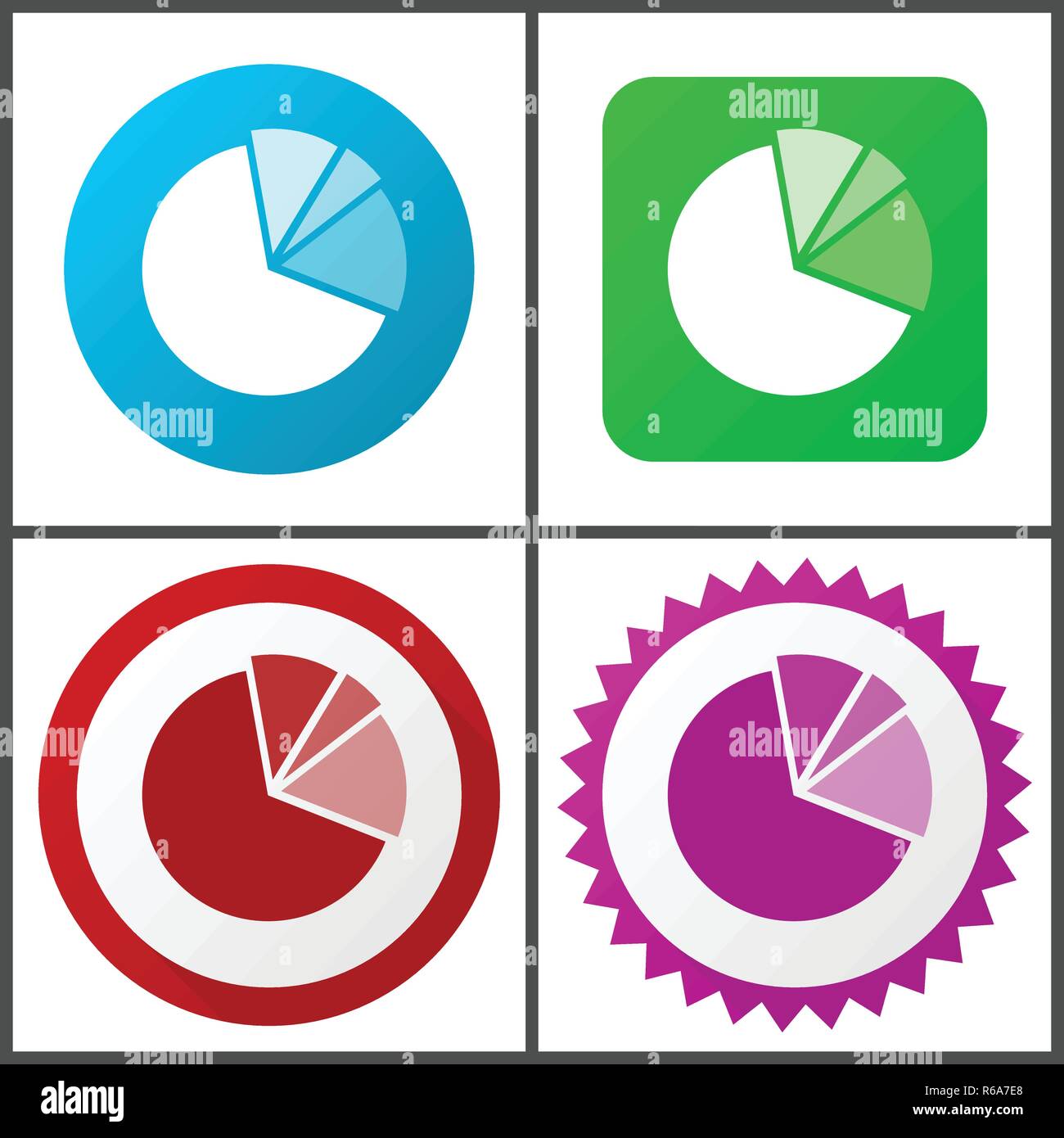 Diagram red, blue, green and pink vector icon set. Web icons. Flat ...