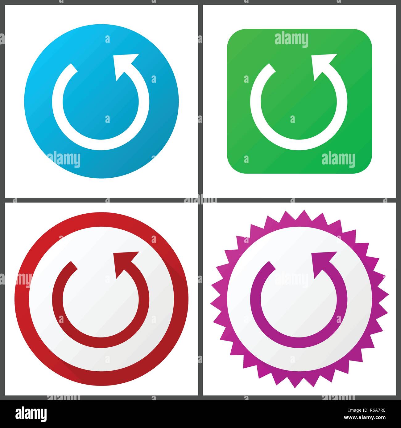 Rotate red, blue, green and pink vector icon set. Web icons. Flat ...