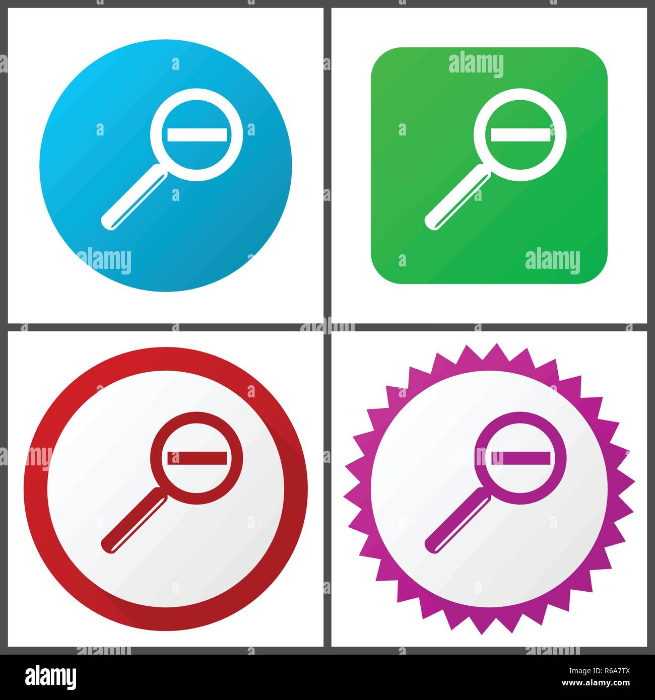 Lens red, blue, green and pink vector icon set. Web icons. Flat design ...