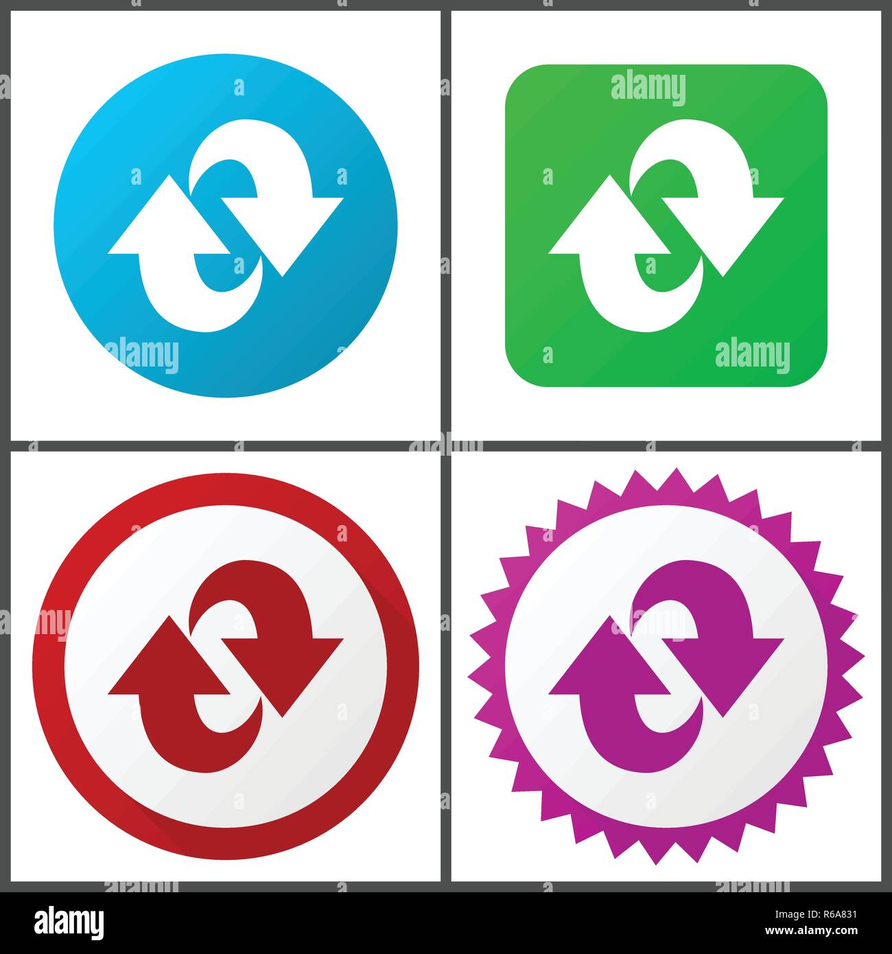 Rotation red, blue, green and pink vector icon set. Web icons. Flat ...