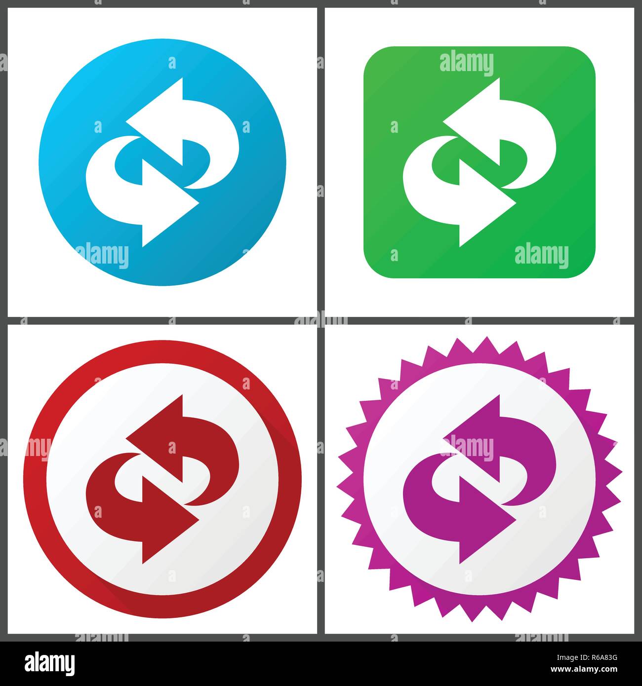 Rotation red, blue, green and pink vector icon set. Web icons. Flat ...