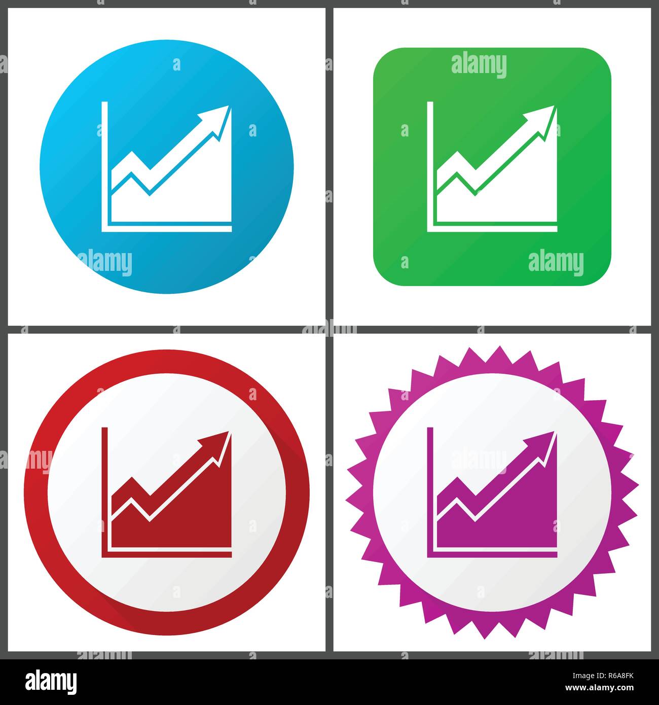 Histogram red, blue, green and pink vector icon set. Web icons. Flat ...