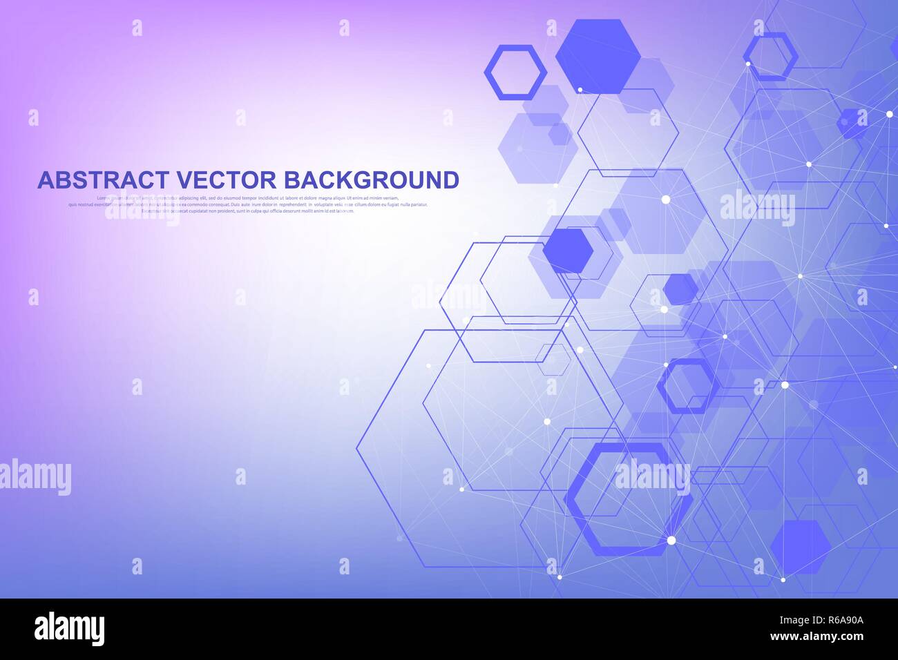 Abstract hexagonal background with waves. Hexagonal molecular structures. Futuristic technology ...