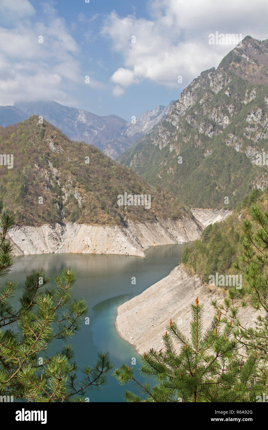 The Idyllic Lake Lago Di Selva With Its Imposing 111 M High Dam Is ...