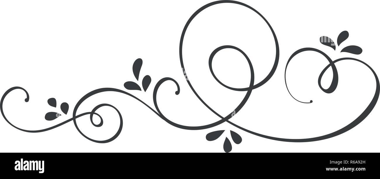 Vector Hand Drawn Calligraphic Spring Flourish Design Elements. Floral ...