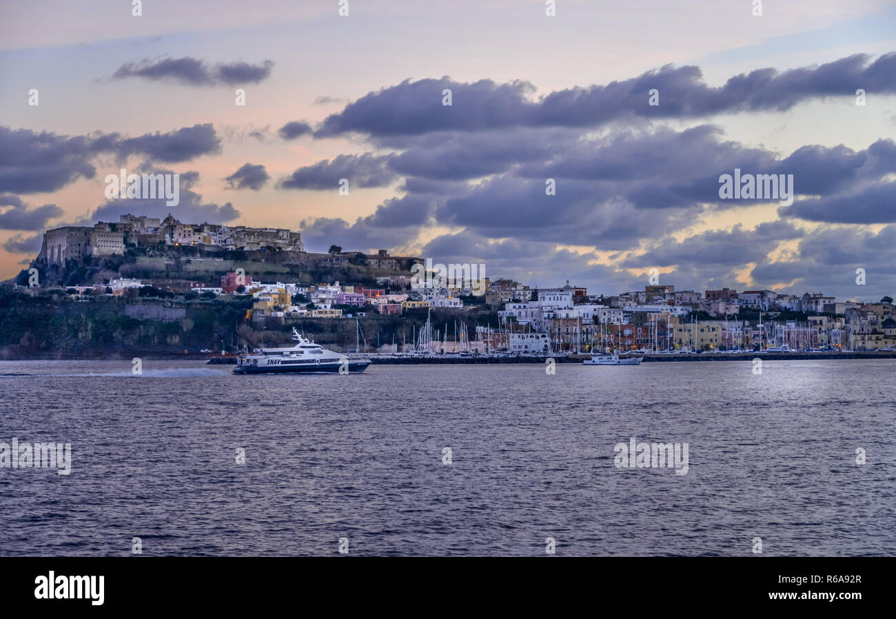 Harbour, island Procida, Italy, Hafen, Insel Procida, Italien Stock ...