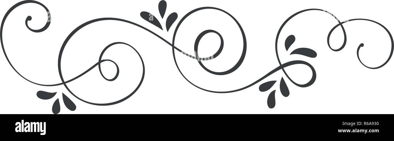 Vector Hand Drawn Calligraphic Spring Flourish Design Elements. Floral ...