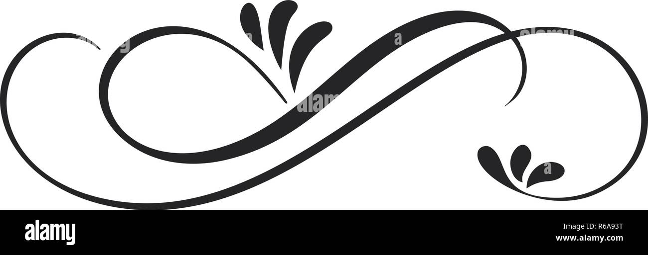 Hand Drawn Calligraphic Floral Spring Flourish Design Elements in style ...