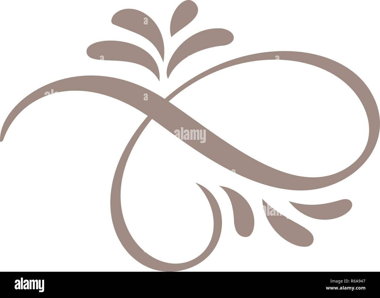 Hand Drawn Calligraphic Floral Spring Flourish Design Elements in light ...