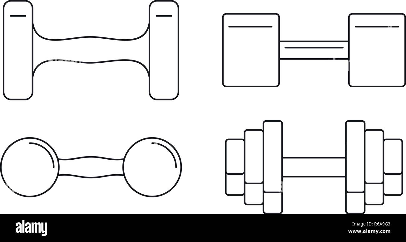 Hand dumbell icon set. Outline set of hand dumbell vector icons for web ...
