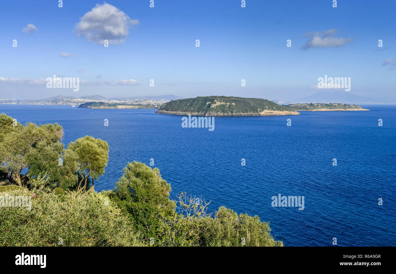 Islands Vivara and Procida (behind), Italy, Inseln Vivara und Procida ...