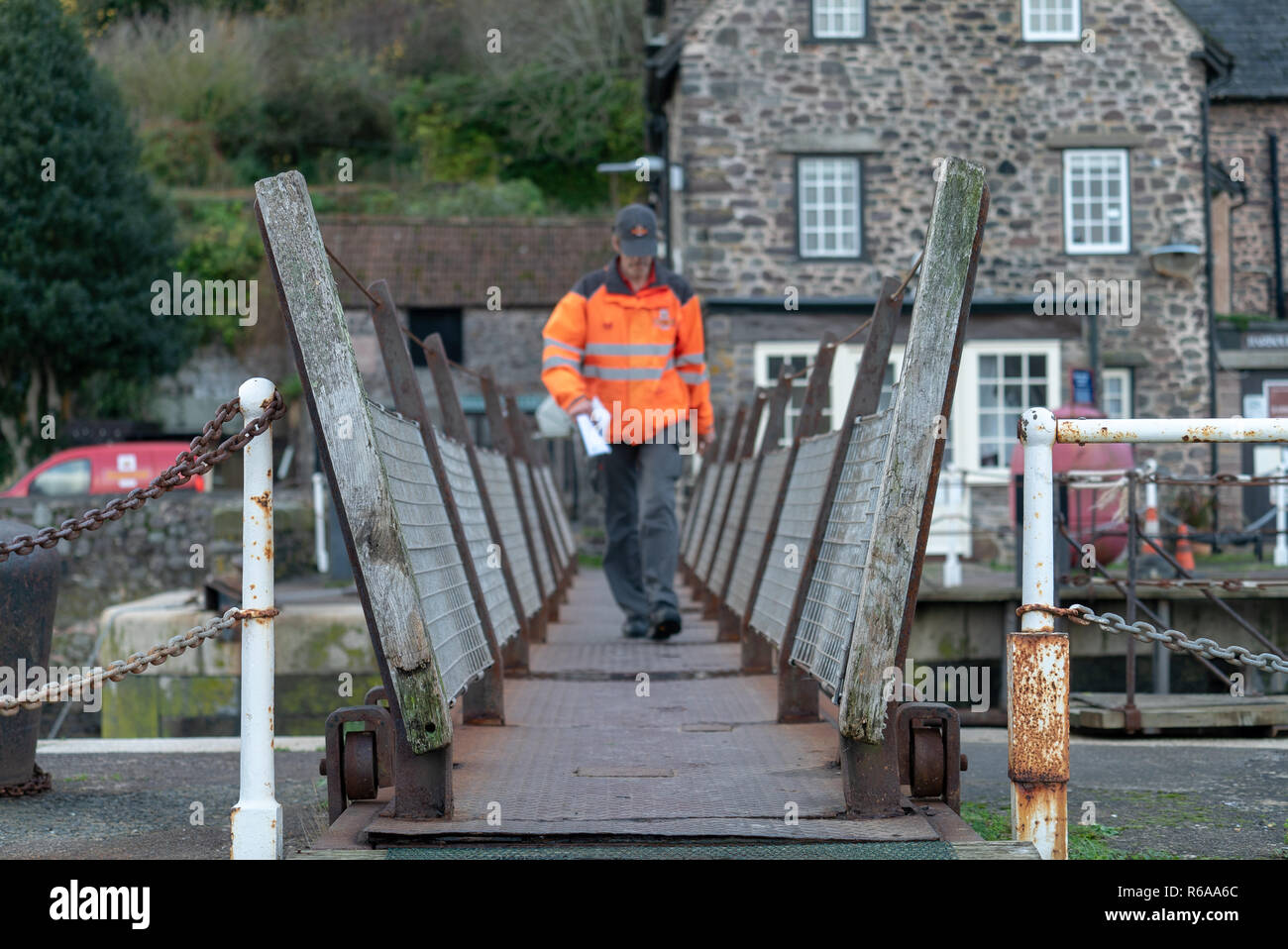 Mailman delivering letters to Porlock residents, Somerset UK Stock ...