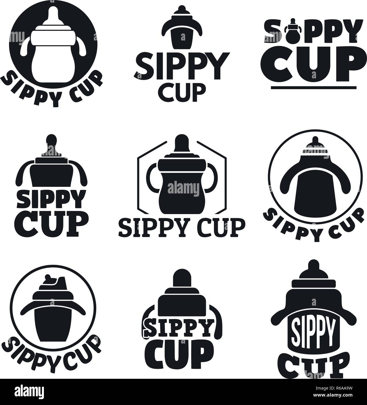 Sippy cup logo set. Simple set of sippy cup vector logo for web design ...