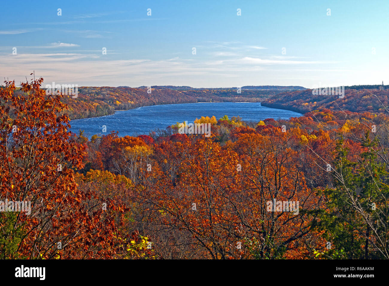 Fall Colors on a Midwest River Stock Photo - Alamy