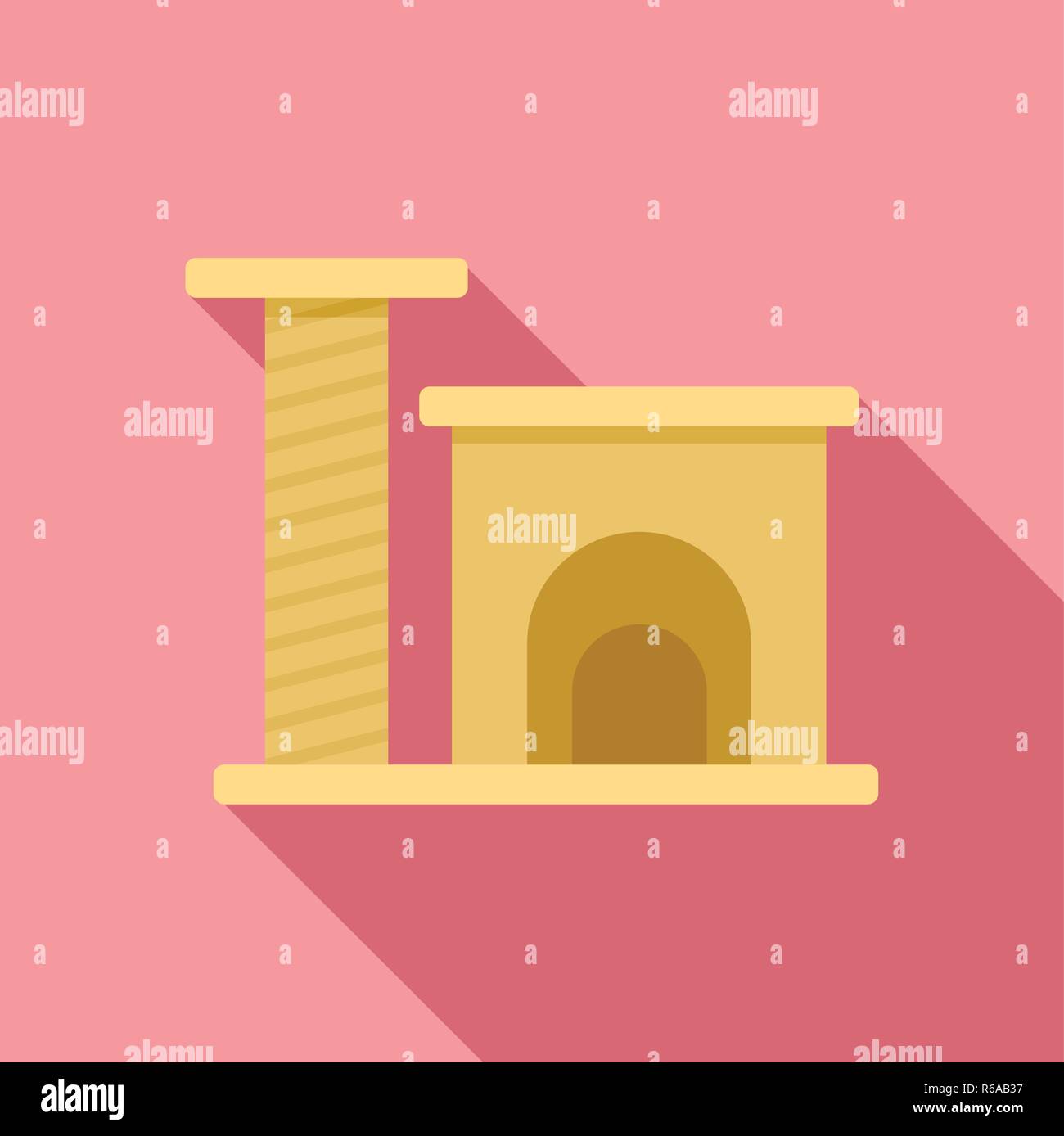 Cat play house icon. Flat illustration of cat play house vector icon ...