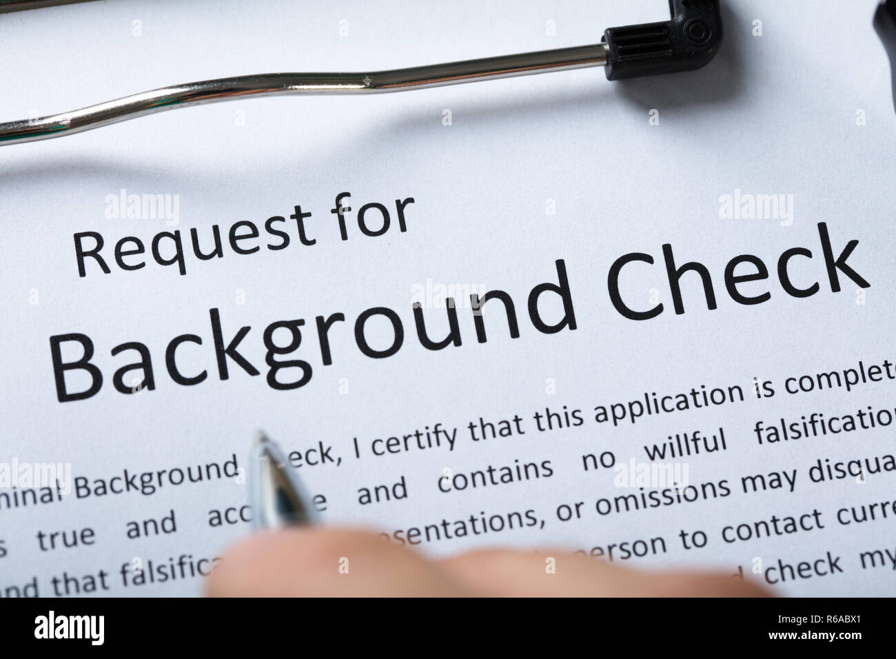 Criminal Background Check Application Form With Pen Stock Photo - Alamy