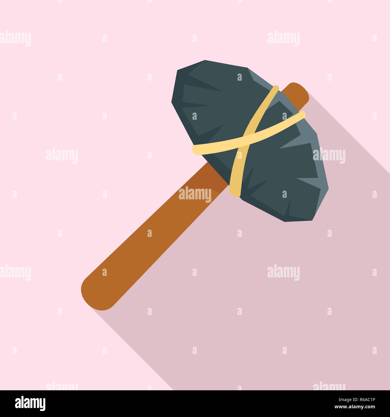 Old stone hammer icon. Flat illustration of old stone hammer vector ...