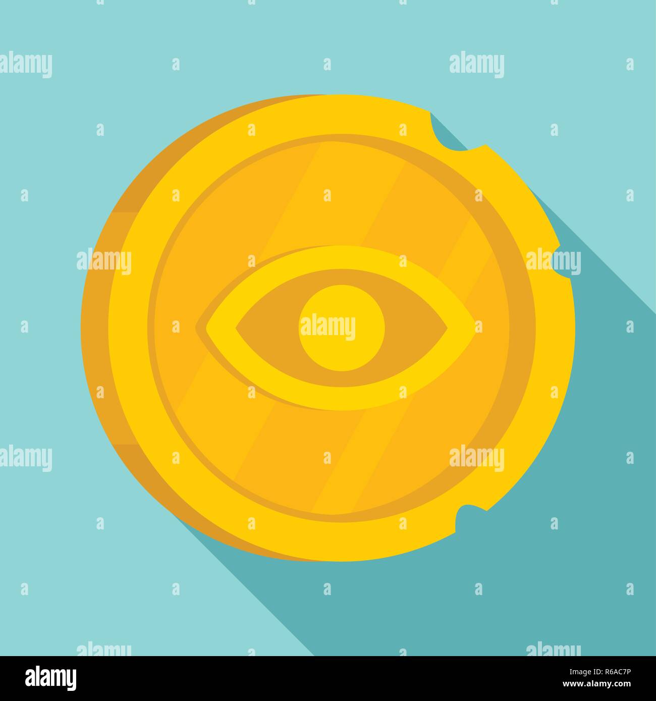 Ancient gold coin icon. Flat illustration of ancient gold coin vector ...