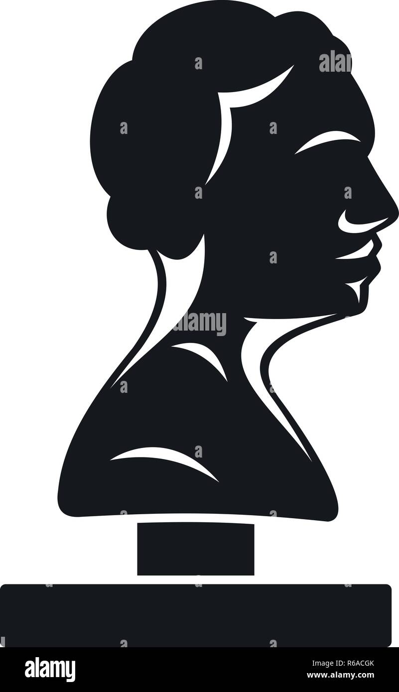 Bust ancient writer icon. Simple illustration of bust ancient writer ...