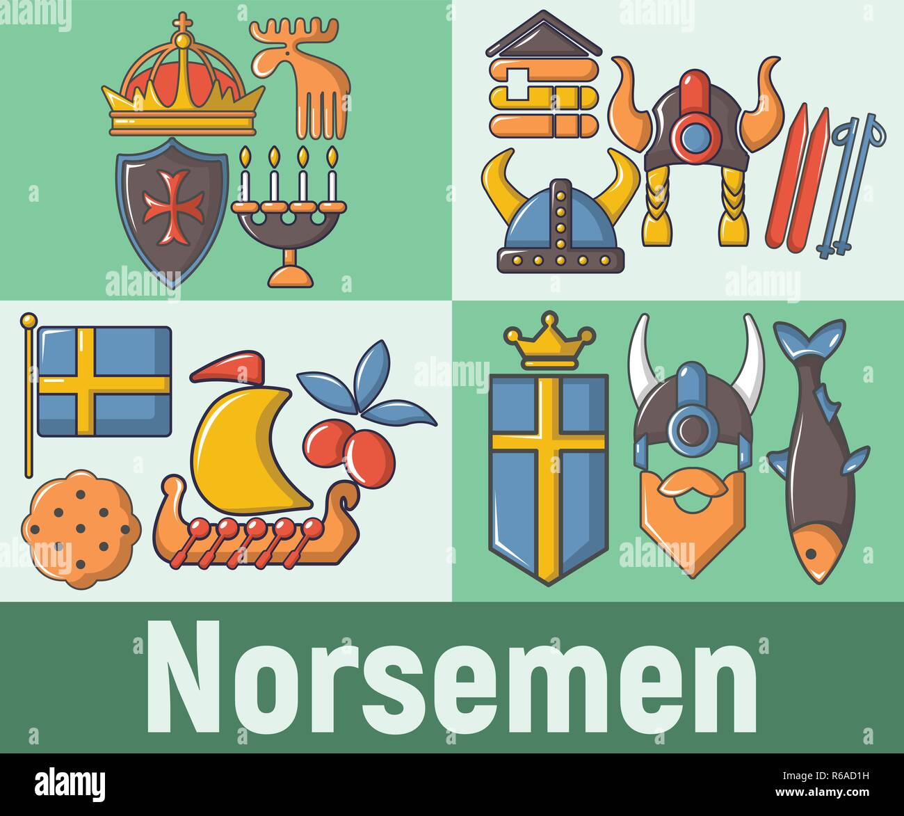 Norsemen concept banner, cartoon style Stock Vector Image & Art - Alamy