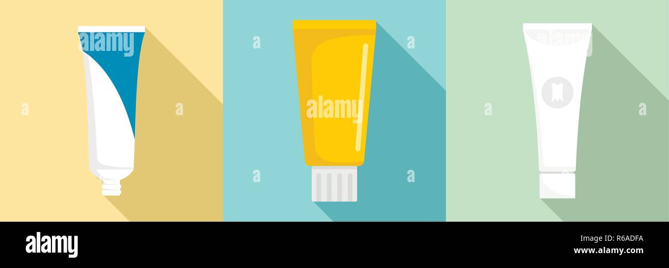 Toothpaste icon set. Flat set of toothpaste vector icons for web design ...