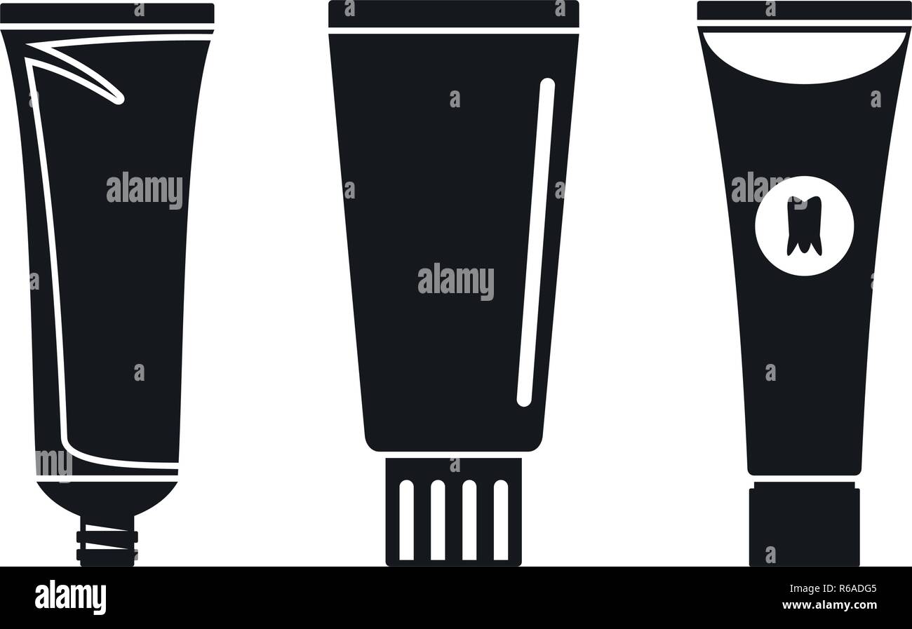 Toothpaste tube icon set. Simple set of toothpaste tube vector icons ...