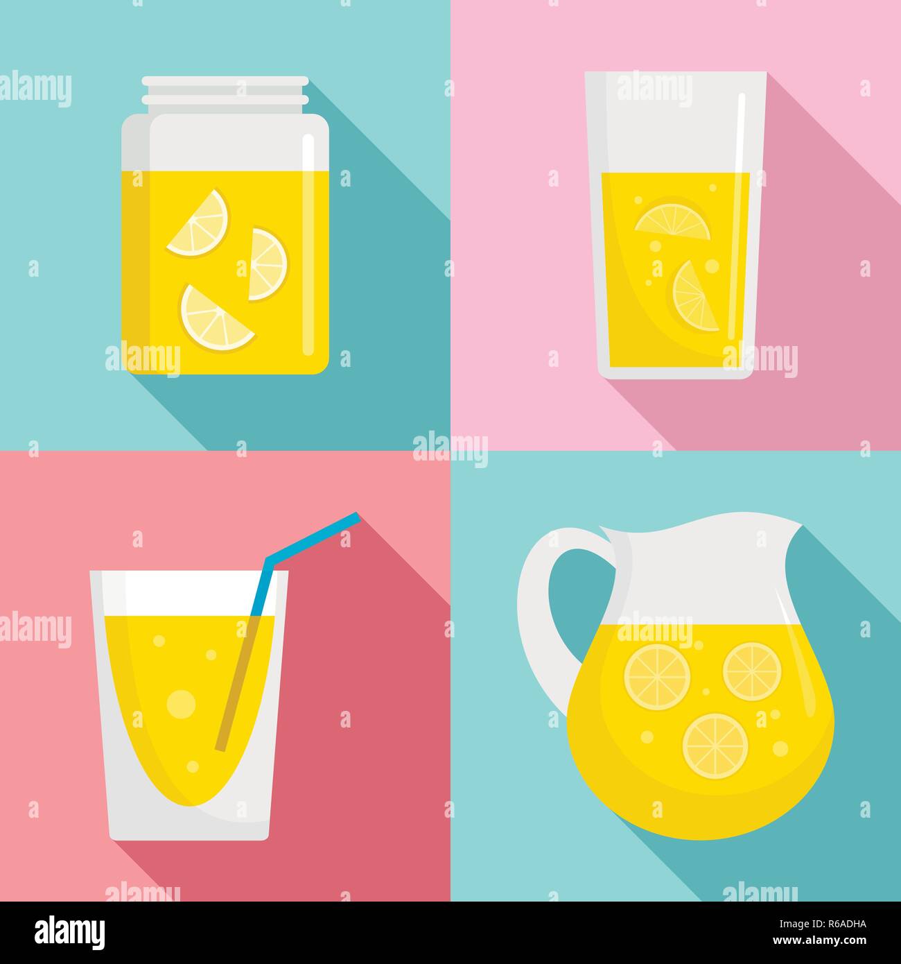 Lemonade icon set. Flat set of lemonade vector icons for web design Stock Vector Image & Art - Alamy
