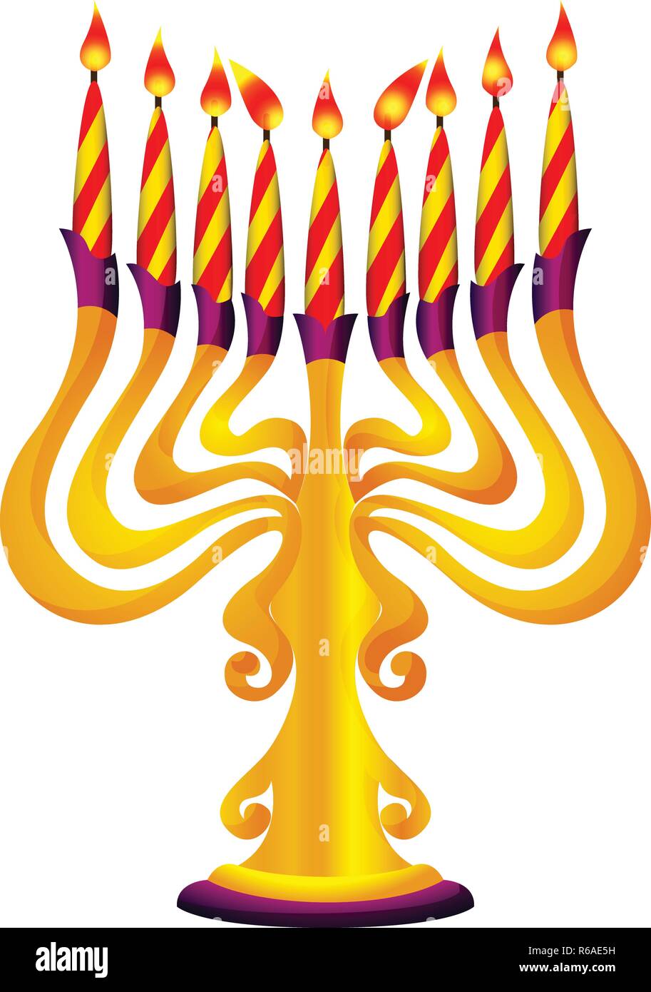 Gold menorah icon. Cartoon of gold menorah vector icon for web design ...