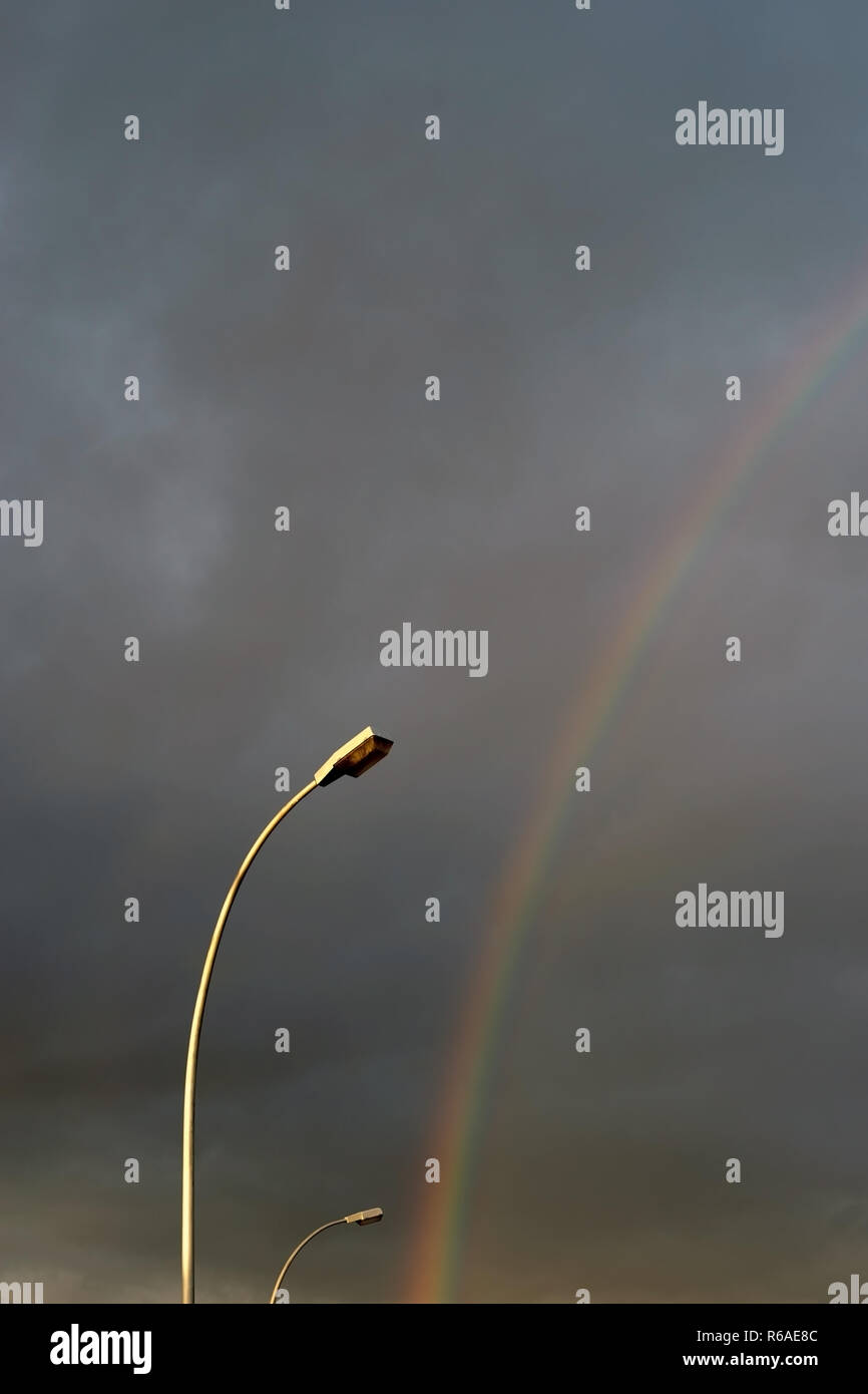 Rainbow In The Evening Stock Photo - Alamy