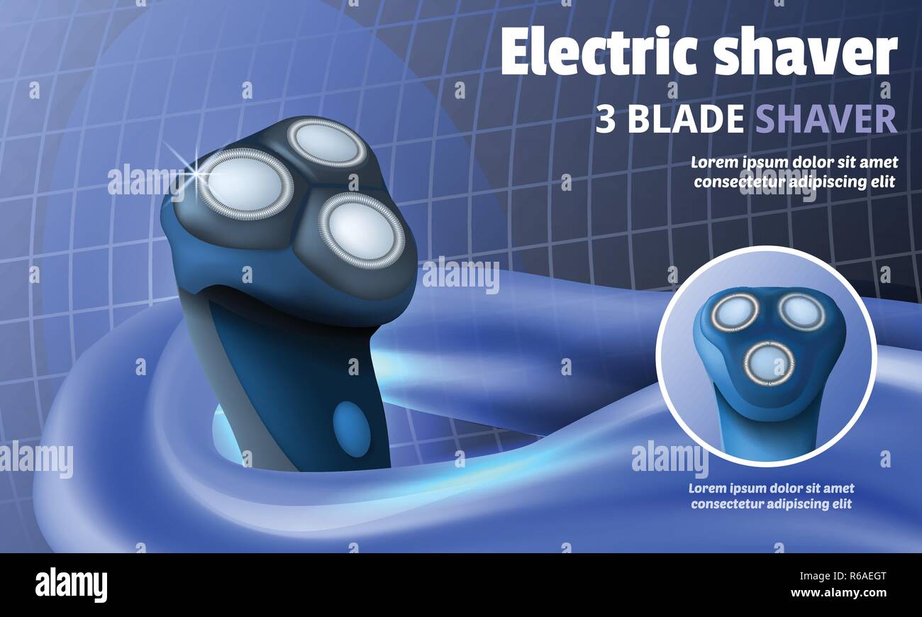 Electric shaver concept background, realistic style Stock Vector Image ...