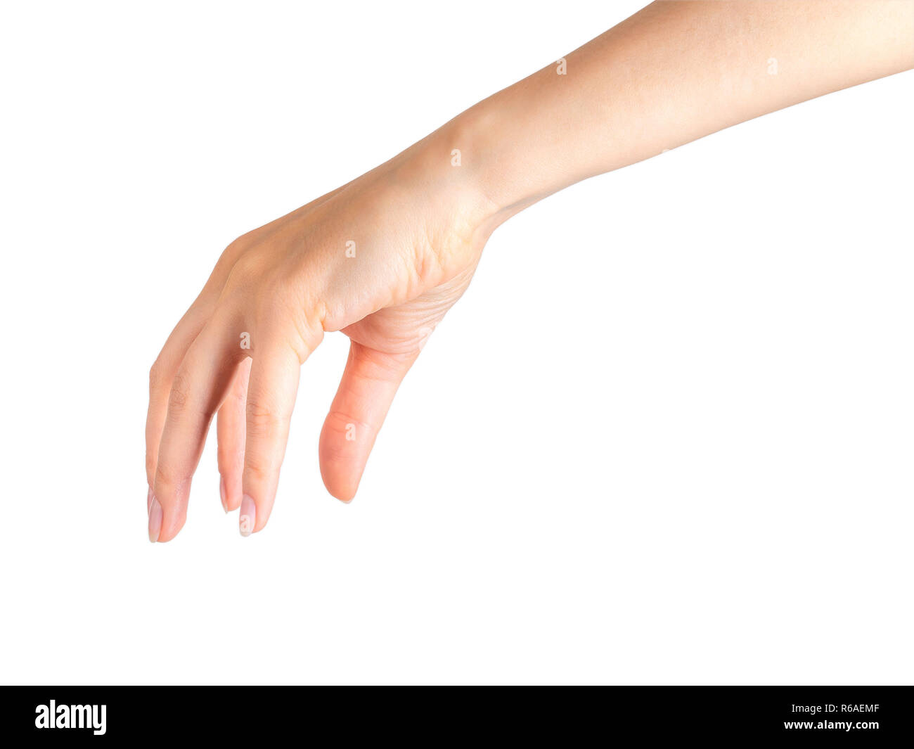 Woman hand showing picking up pose or holding Stock Photo - Alamy