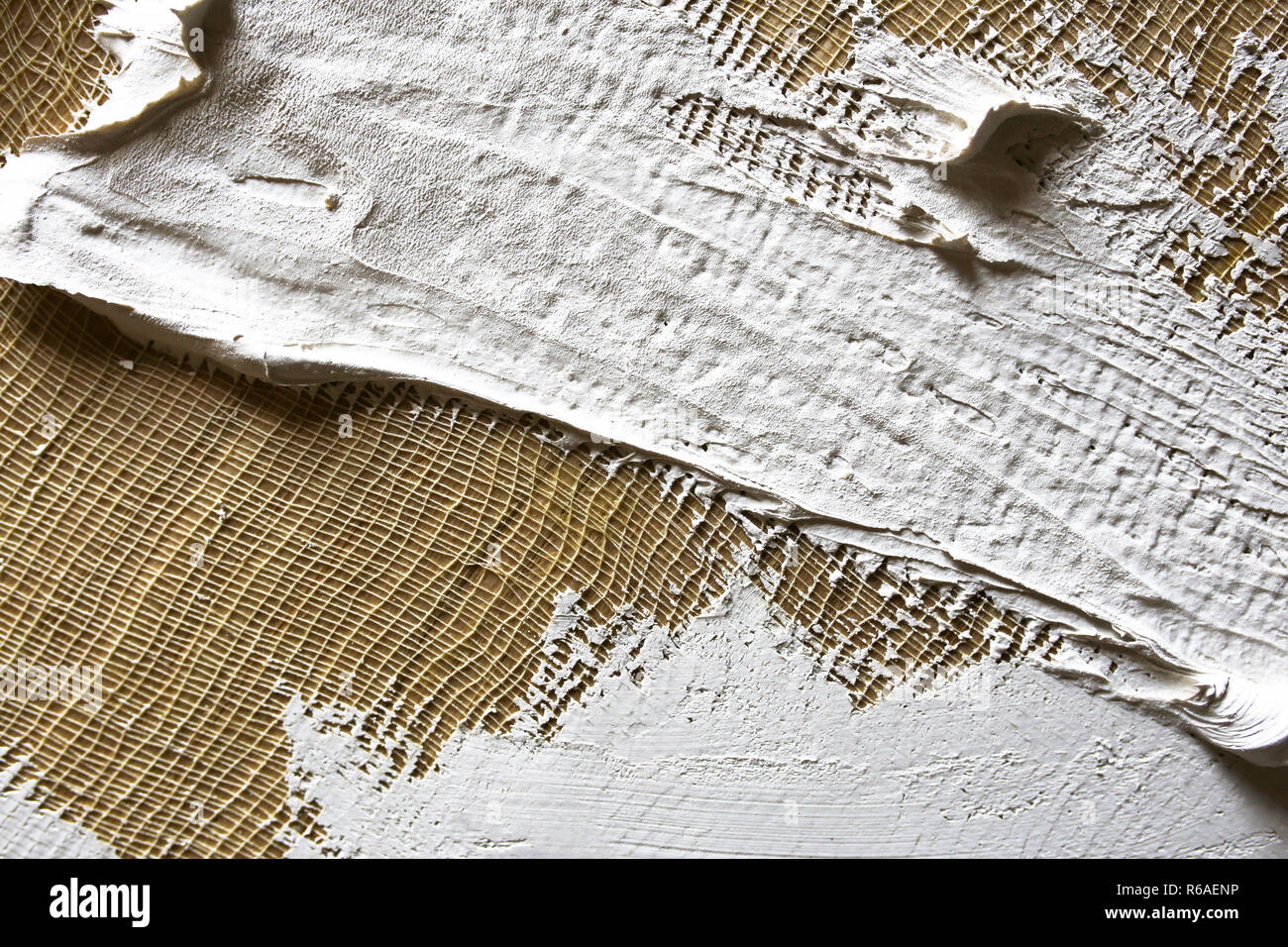 a wash of white primer of the canvas. texture for artists Stock Photo ...