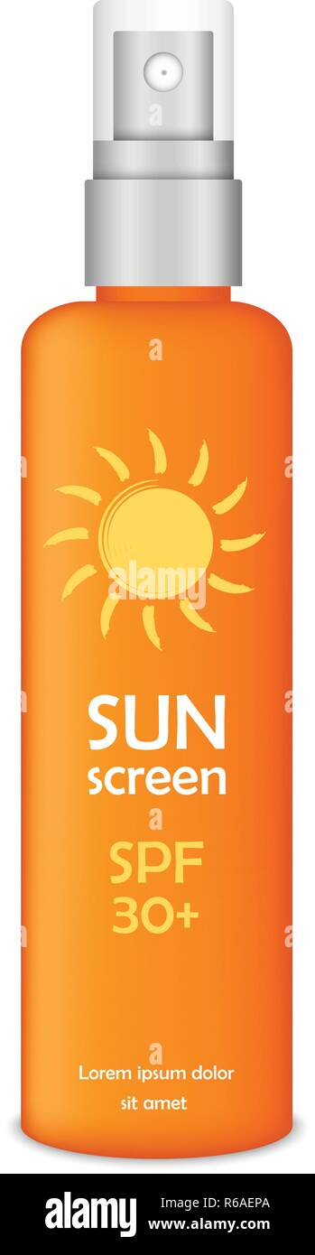 Sun screen spray icon. Realistic illustration of sun screen spray ...