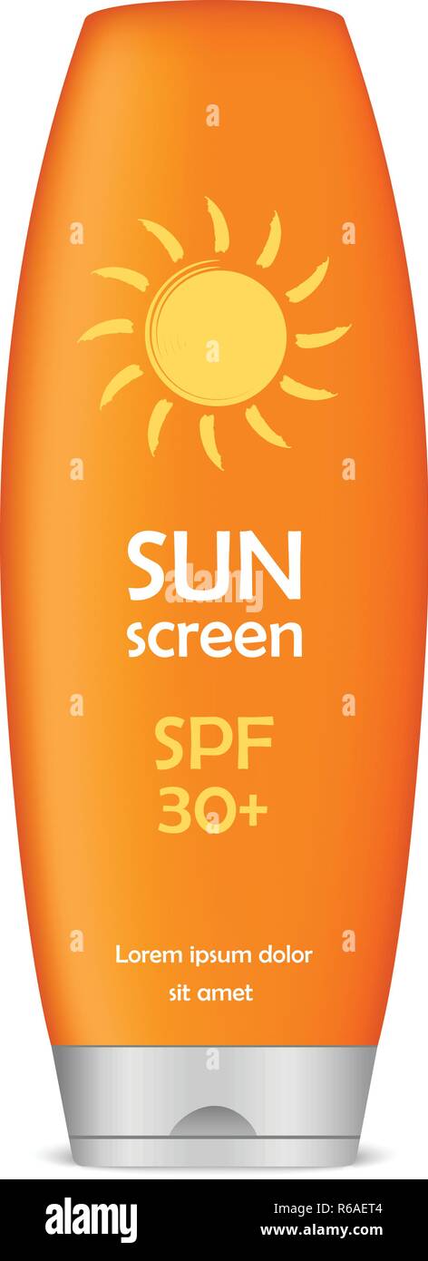 Sun screen cream icon. Realistic illustration of sun screen cream ...