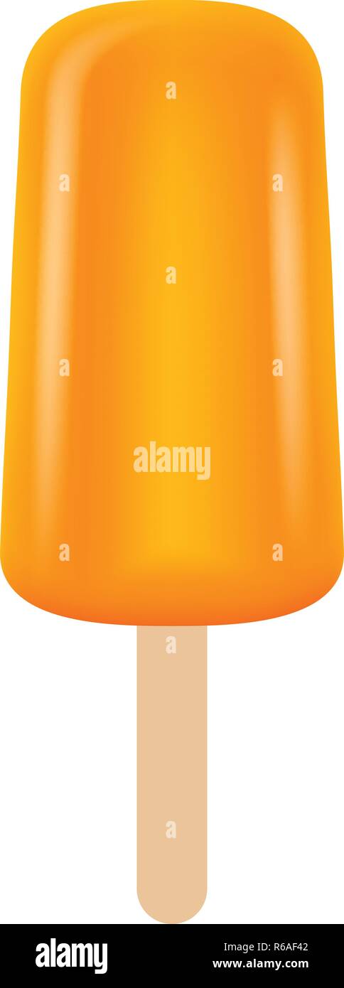 Orange popsicle icon. Realistic illustration of orange popsicle vector ...
