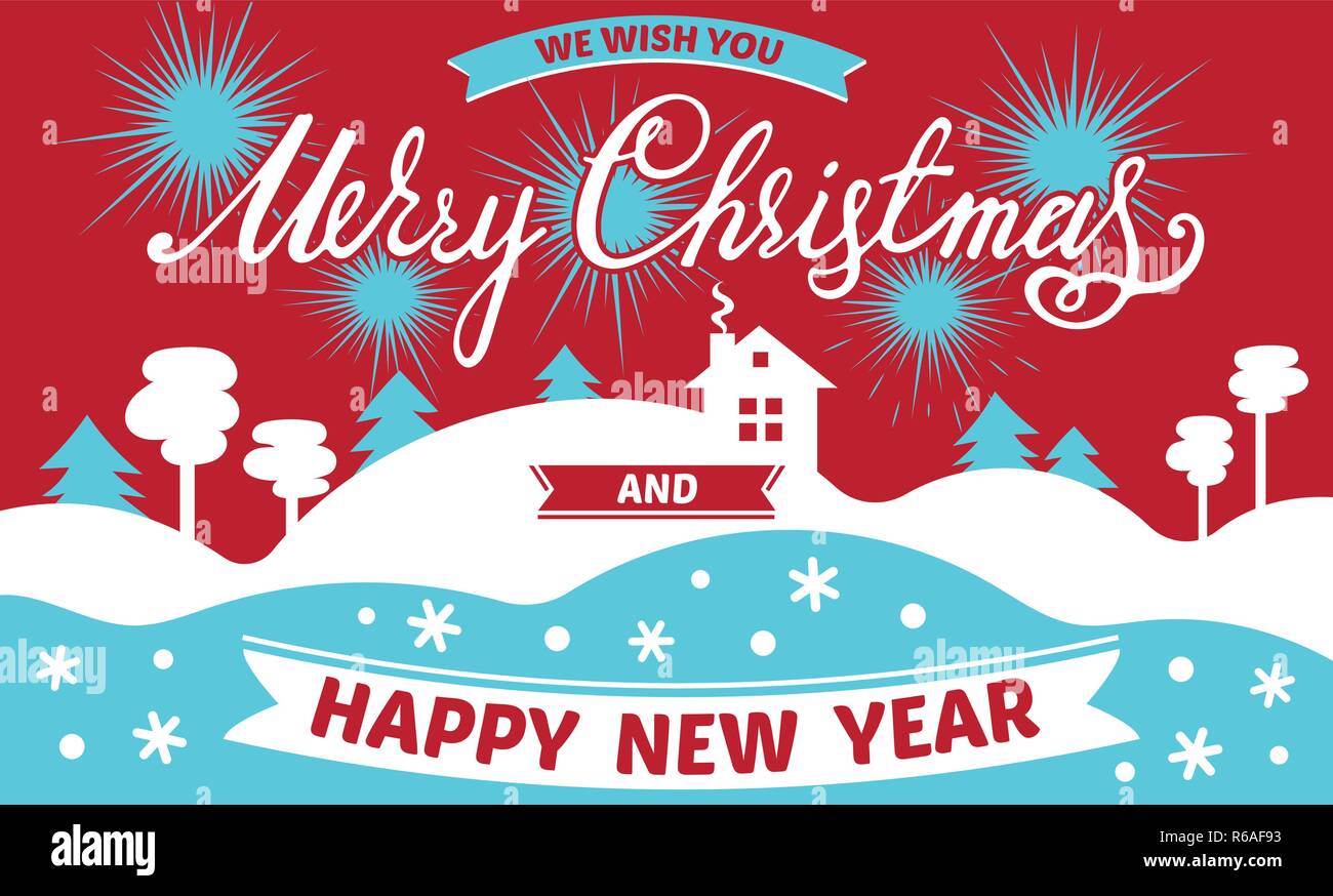 Merry Christmas landscape concept banner, simple style Stock Vector ...