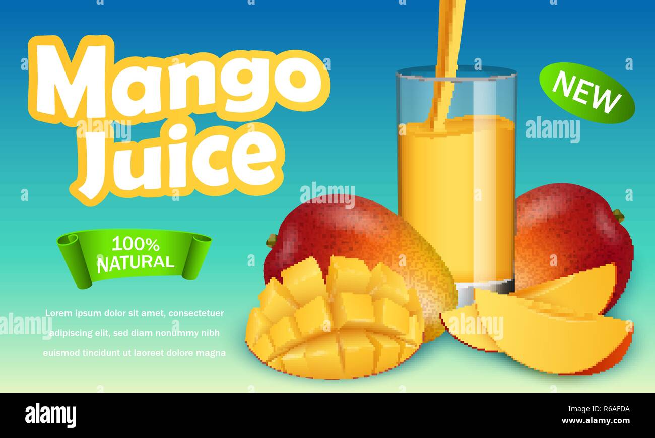 Mango banner. Realistic illustration of mango vector banner for web ...