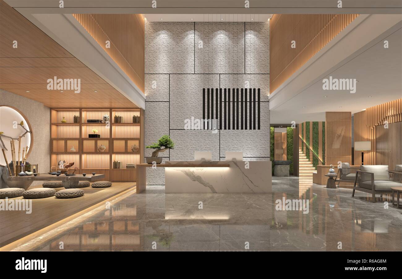 Modern and Luxury Hotel Lobby Reception Stock Photo - Alamy
