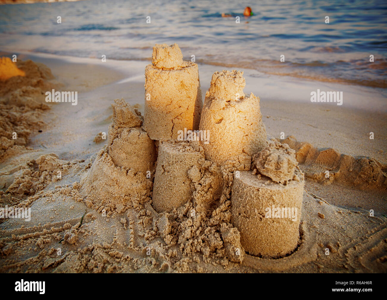 Sand castle on the beach Stock Photo - Alamy